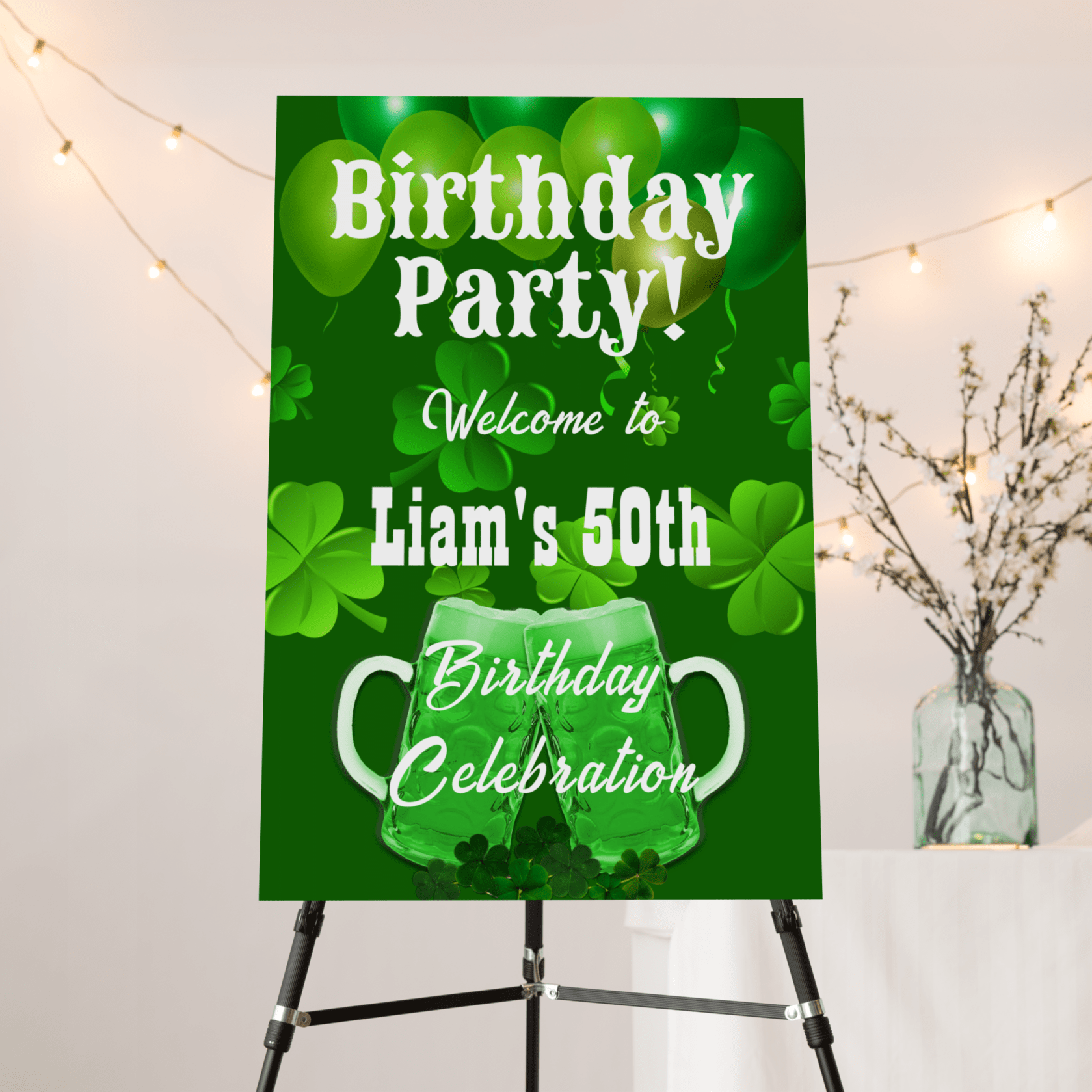 Zazzle Irish Adult Birthday Party Welcome Foam Board (In Situ (Stand ...